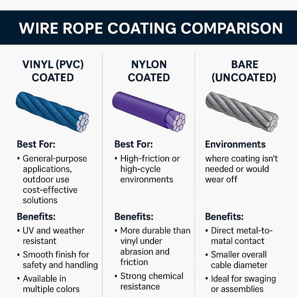 Wire Rope Cable Coatings | Nylon vs. Vinyl (PVC) Comparison